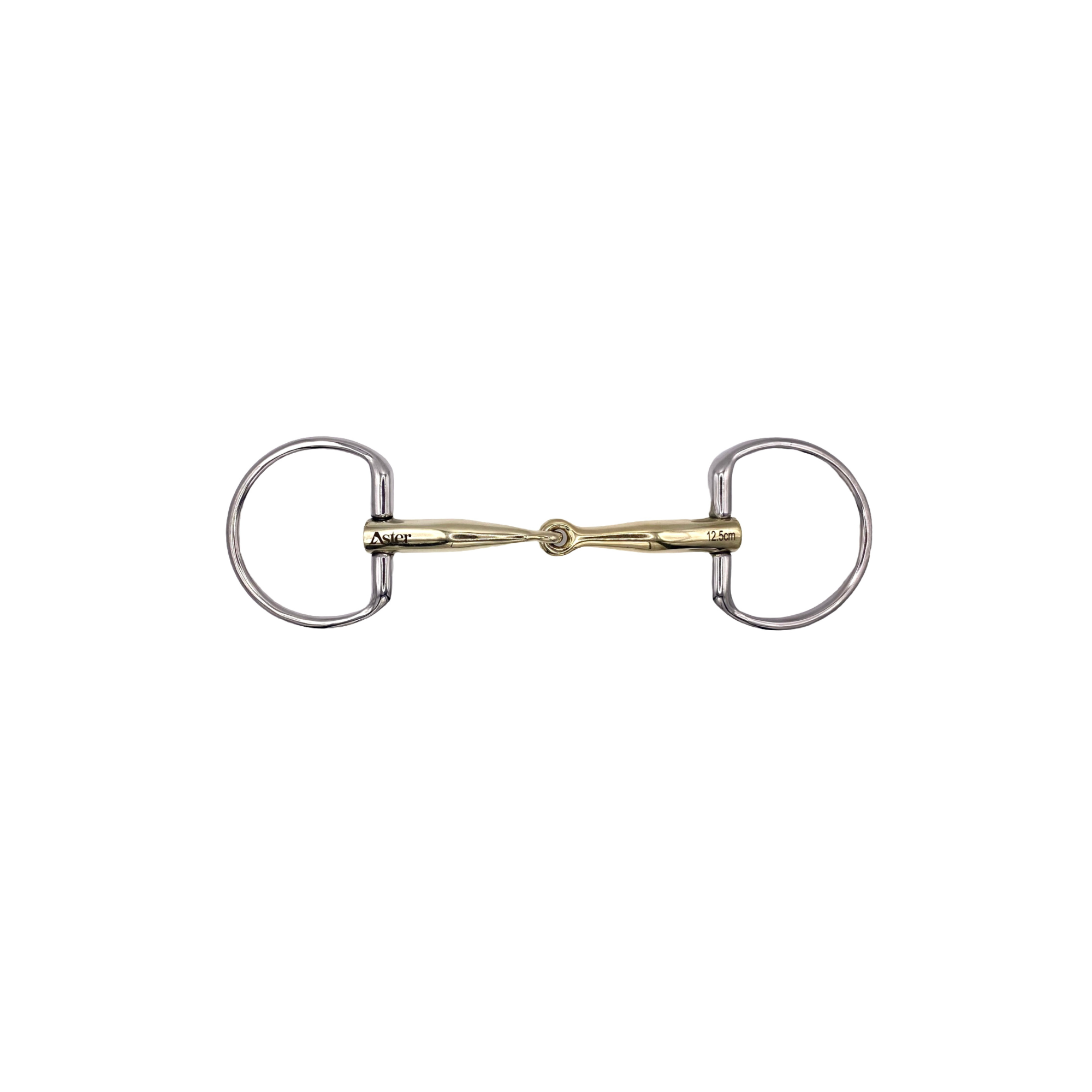 Aster Confidence golden single jointed lock up snaffle fixed ring